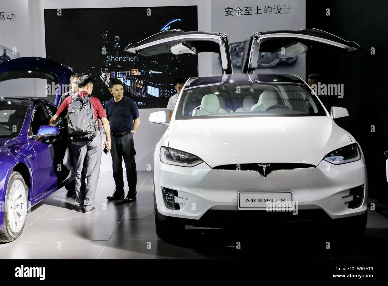 --FILE--A Tesla Model X electric car is on display during an exhibition ...