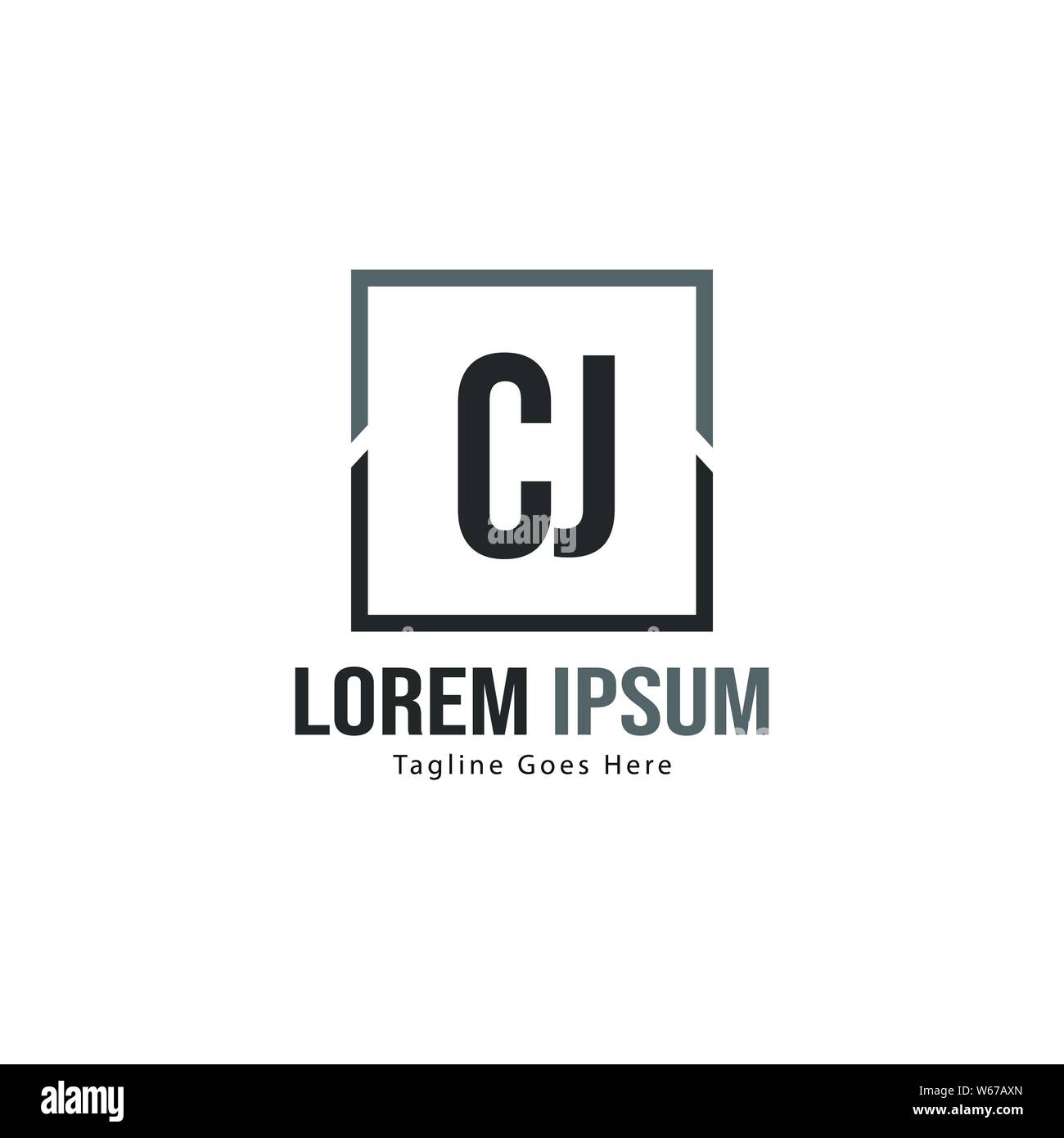 Initial CJ logo template with modern frame. Minimalist CJ letter logo ...