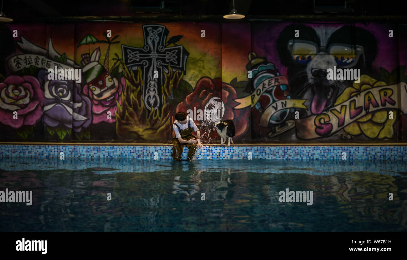 Chinese post-80s man is pictured with his Border Collie named "Cera" at ...