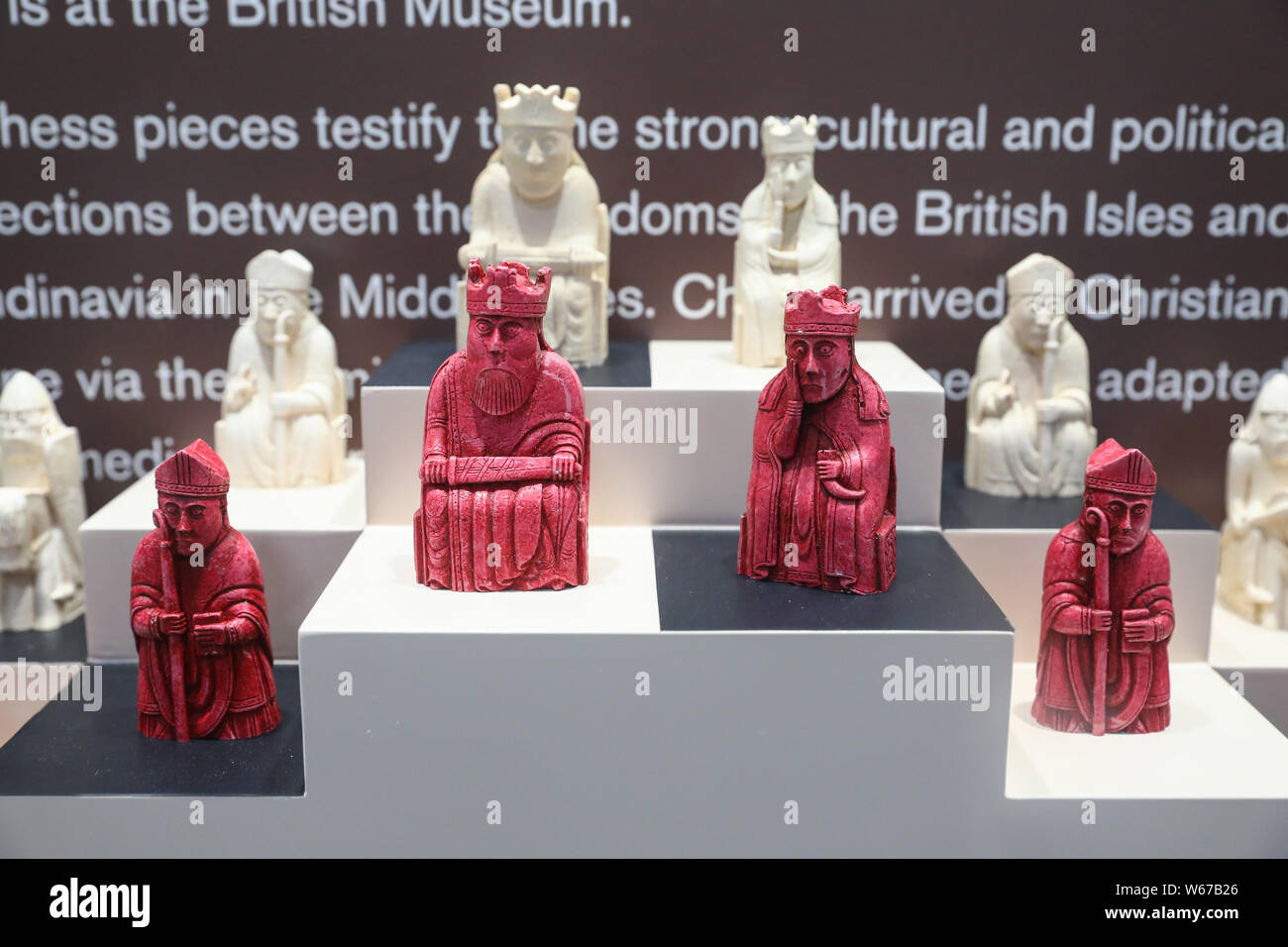 A reproduction of the Lewis Chessmen set from the British Museum's ...