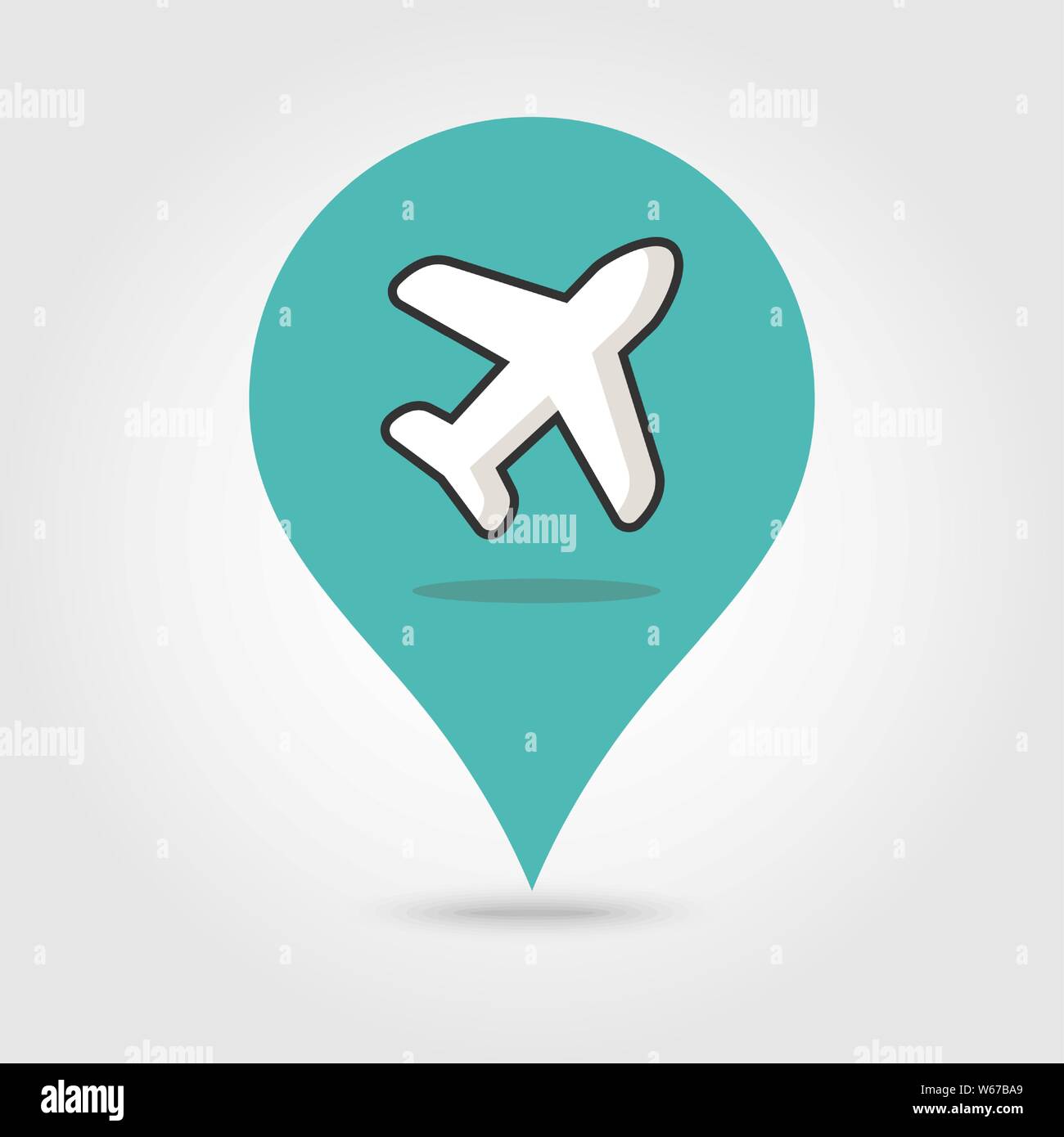 Aircraft, Plane, Airplane map pin icon, map pointer, vector ...