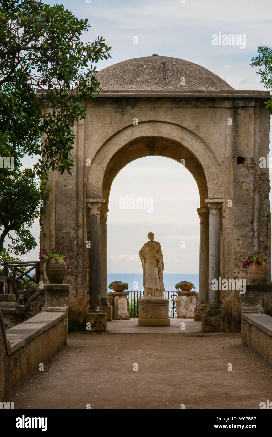 Arch with a statue at the entrance to the Terrace of Infinity or ...