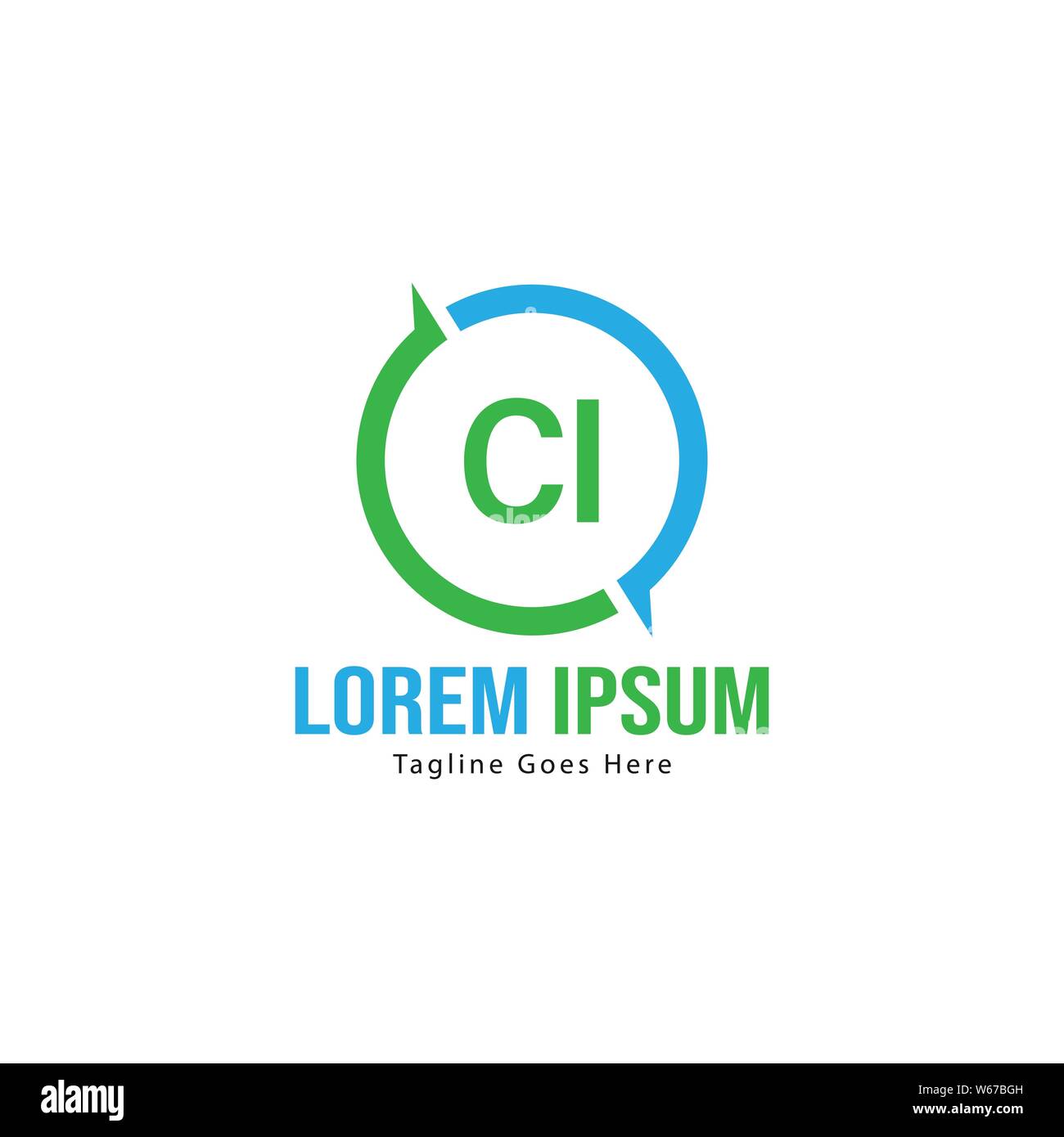 Initial CI logo template with modern frame. Minimalist CI letter logo ...