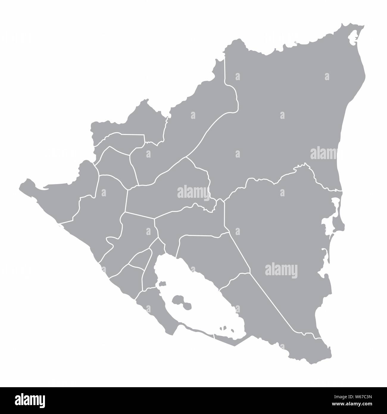 Nicaragua regions map isolated on white background Stock Vector Image ...