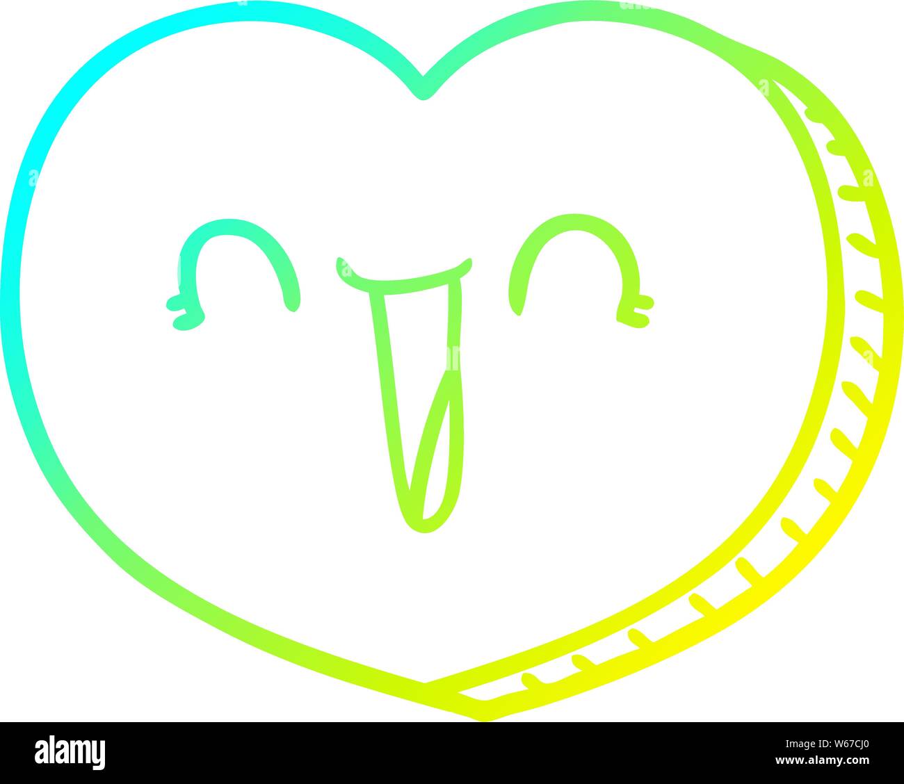 cold gradient line drawing of a cartoon love heart Stock Vector Image ...