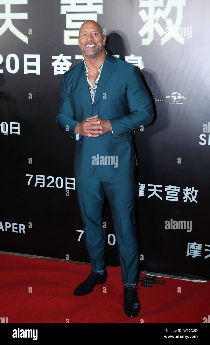 American actor Dwayne Johnson arrives on the red carpet for a premiere ...