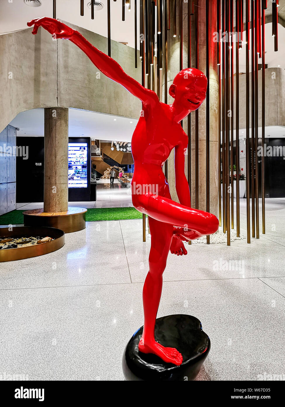 View of a "Red Memory± sculpture by Chinese Neo-Realist artist Chen Wenling on display in ...