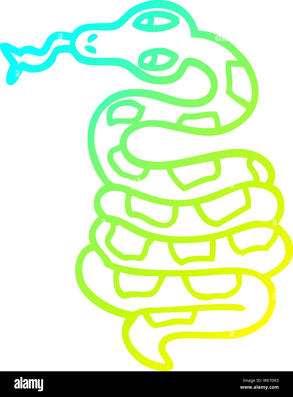 cold gradient line drawing of a cartoon poisonous snake Stock Vector ...