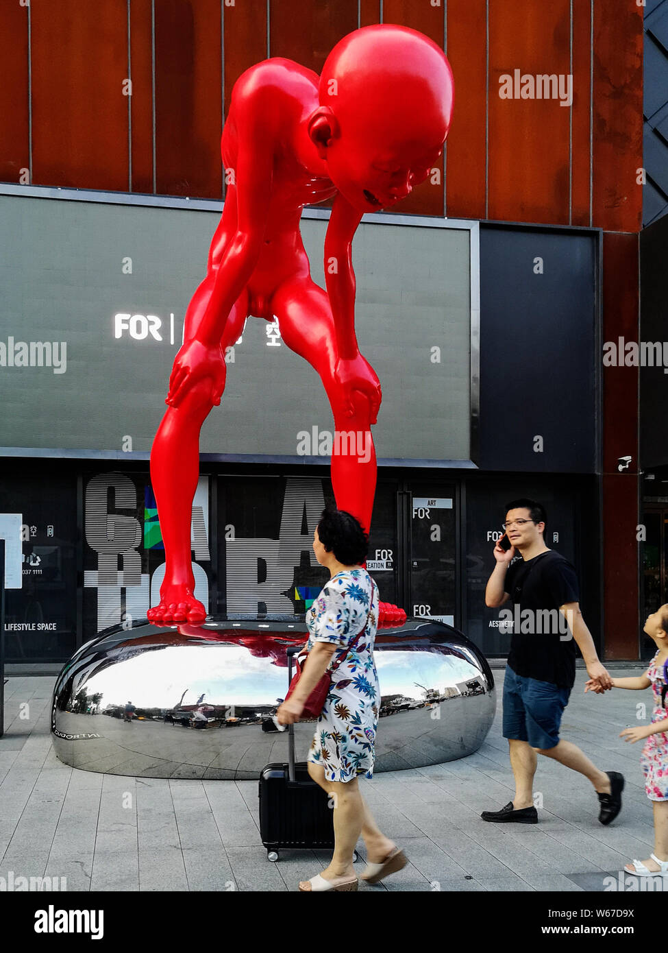 View of a "Red Memory± sculpture by Chinese Neo-Realist artist Chen Wenling on display in ...