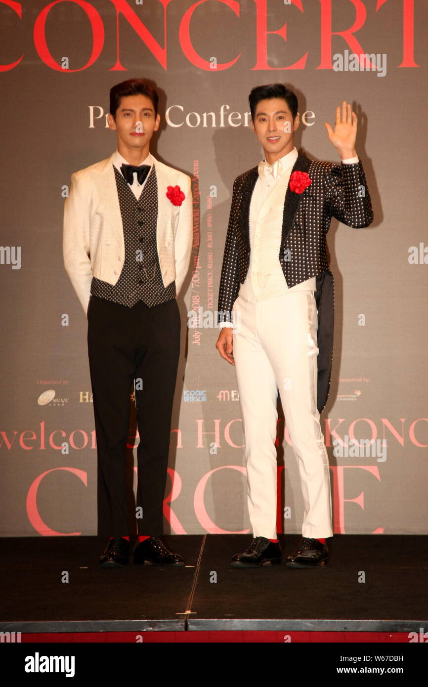 Singers and actors Shim Chang-min, left, also known by his stage name ...