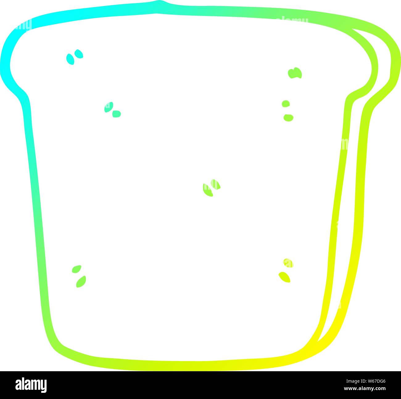 cold gradient line drawing of a cartoon slice of bread Stock Vector ...