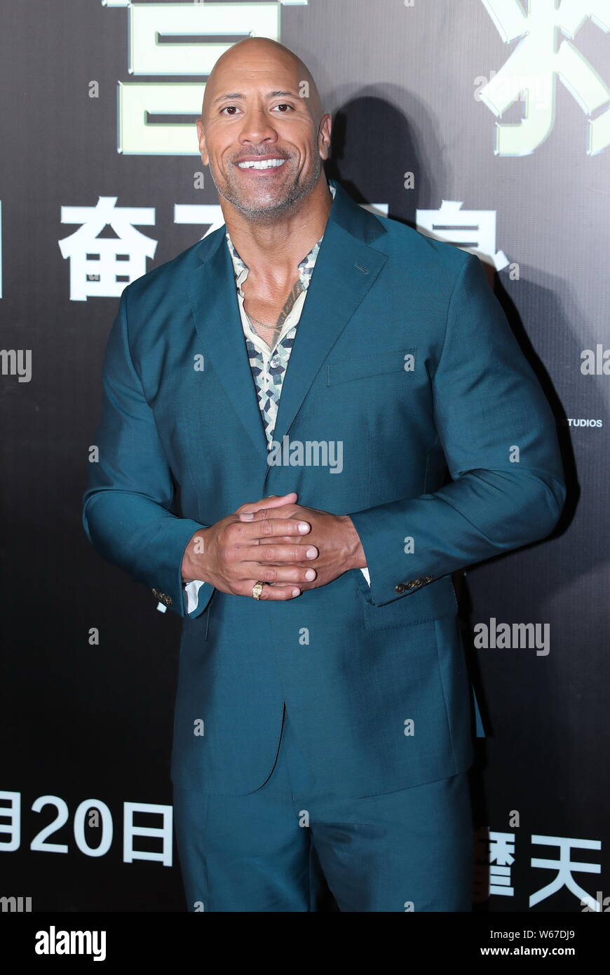 American actor Dwayne Johnson arrives on the red carpet for a premiere ...