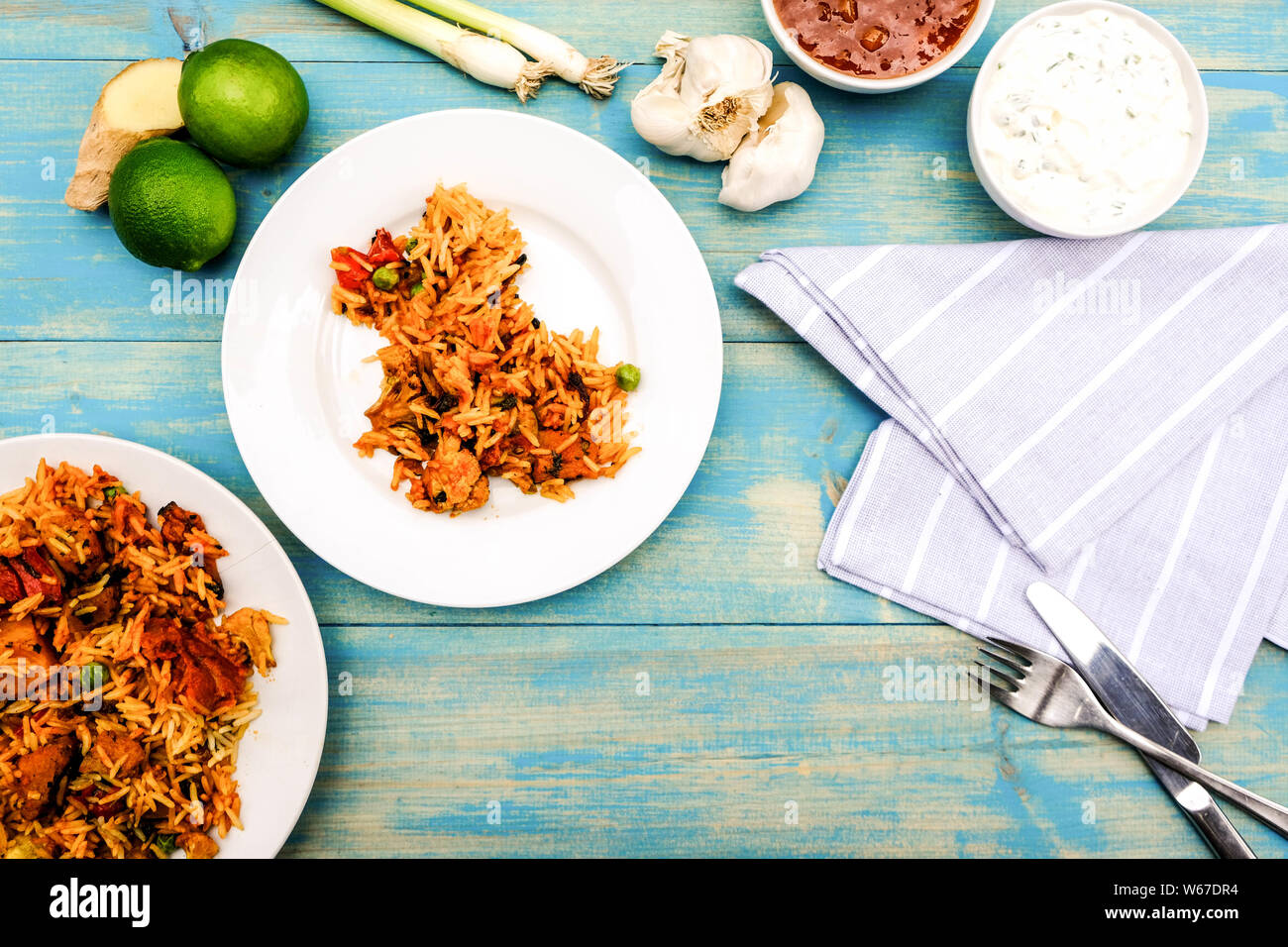 Vegetarian Vegetable Biryani Indian Curry With Mango Chutney and ...