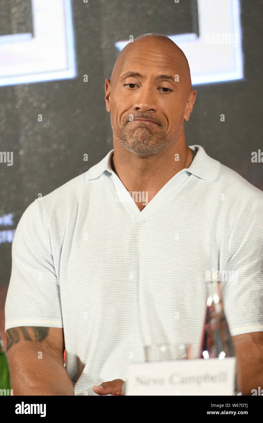 American actor Dwayne Johnson attends a press conference for new movie ...