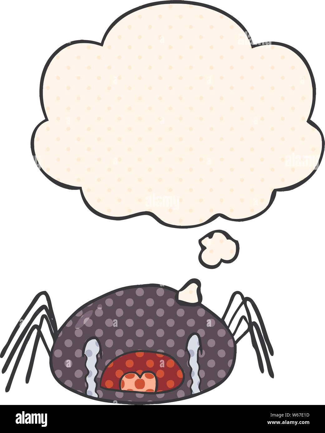 cartoon crying spider with thought bubble in comic book style Stock ...