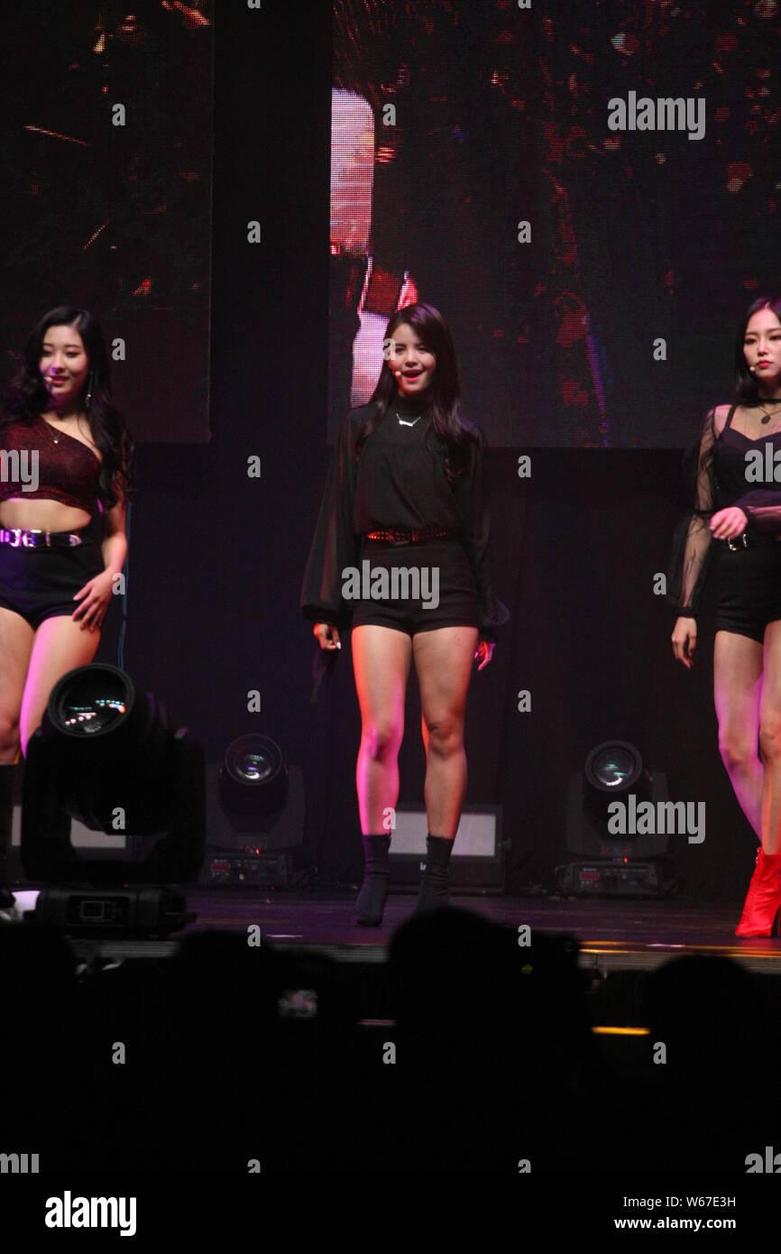 Members of South Korean girl group CLC perform during the CLC Live Show ...