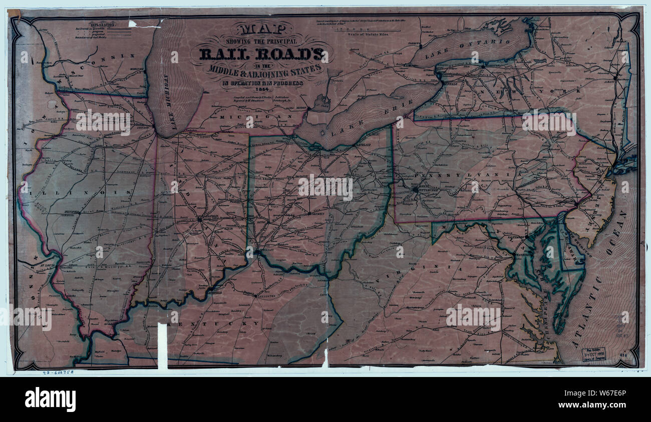 0044 Railroad Maps Map showing the principal rail road in the middle ...