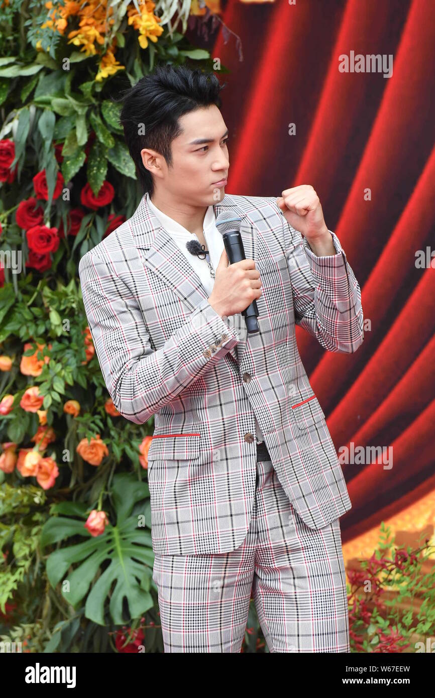 Chinese actor Han Dongjun, also known as Elvis Han, poses as he arrives ...