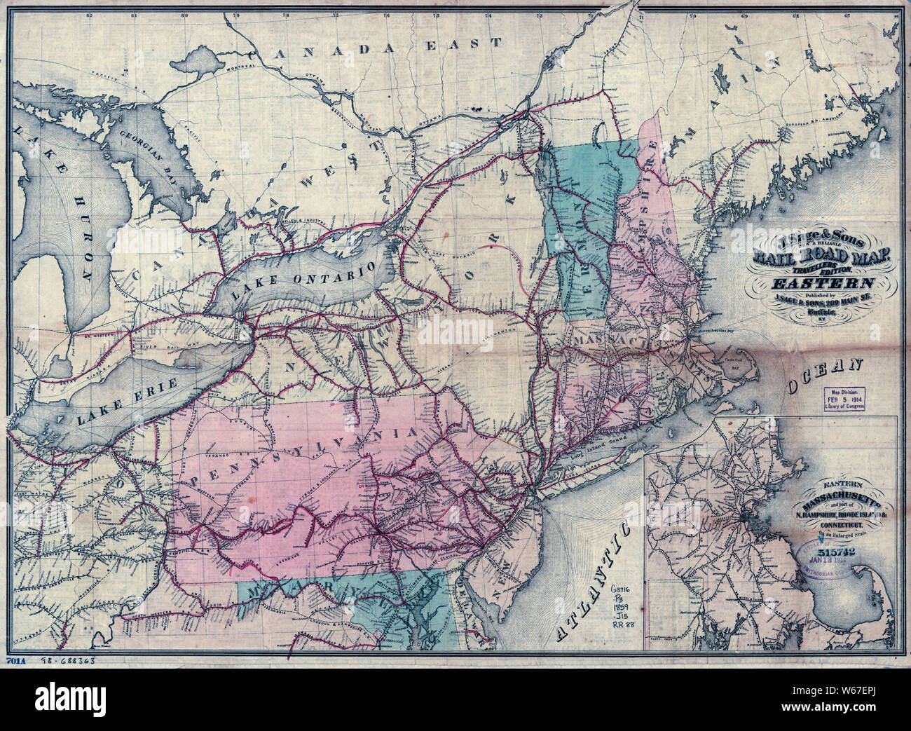 0047 Railroad Maps J Sage Sons new reliable rail road map travellers ...