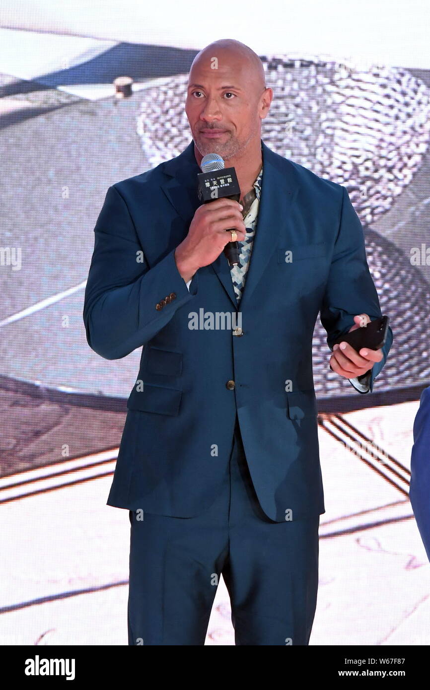 American actor Dwayne Johnson attends a premiere event for the movie ...
