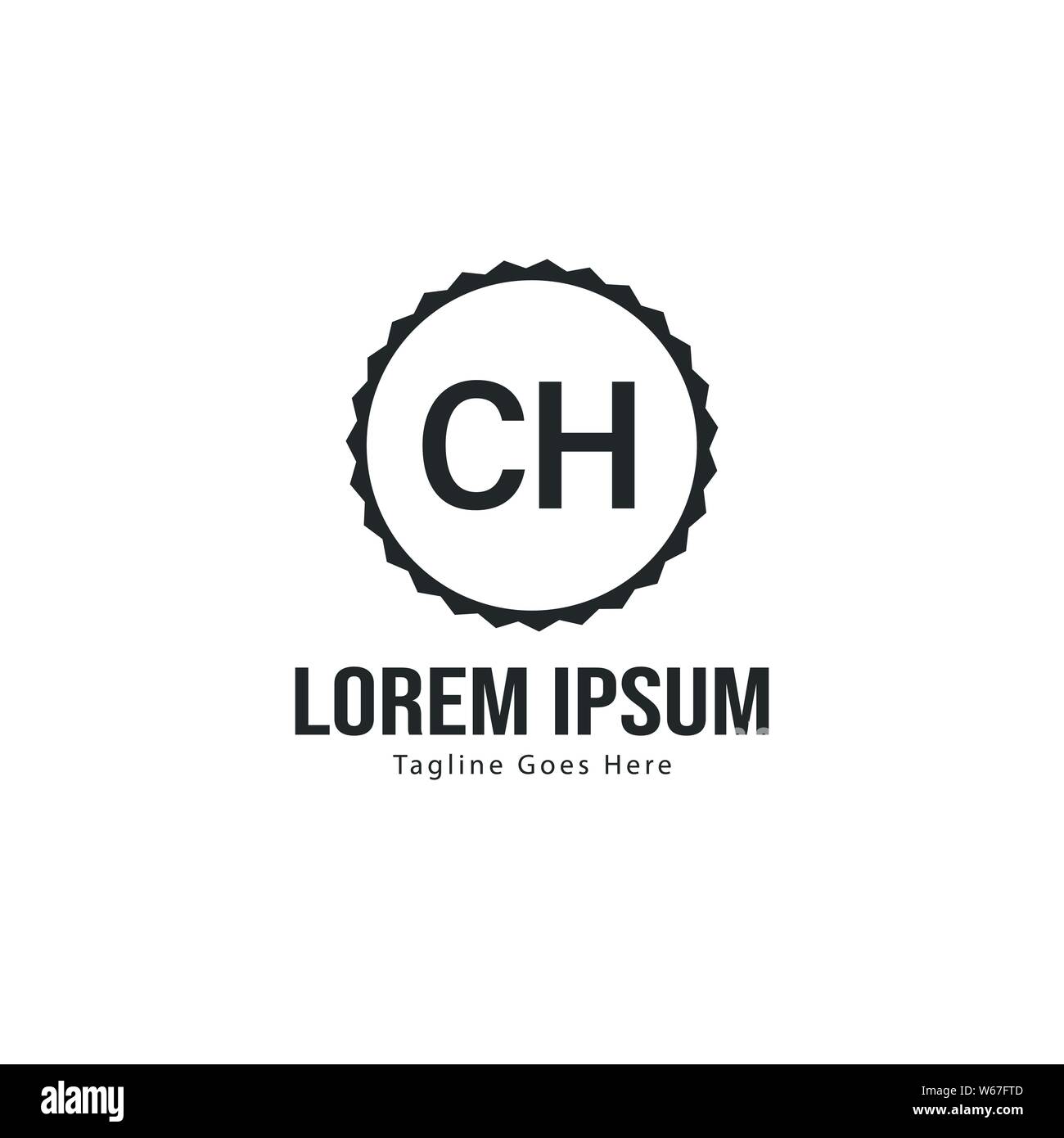 Initial CH logo template with modern frame. Minimalist CH letter logo ...