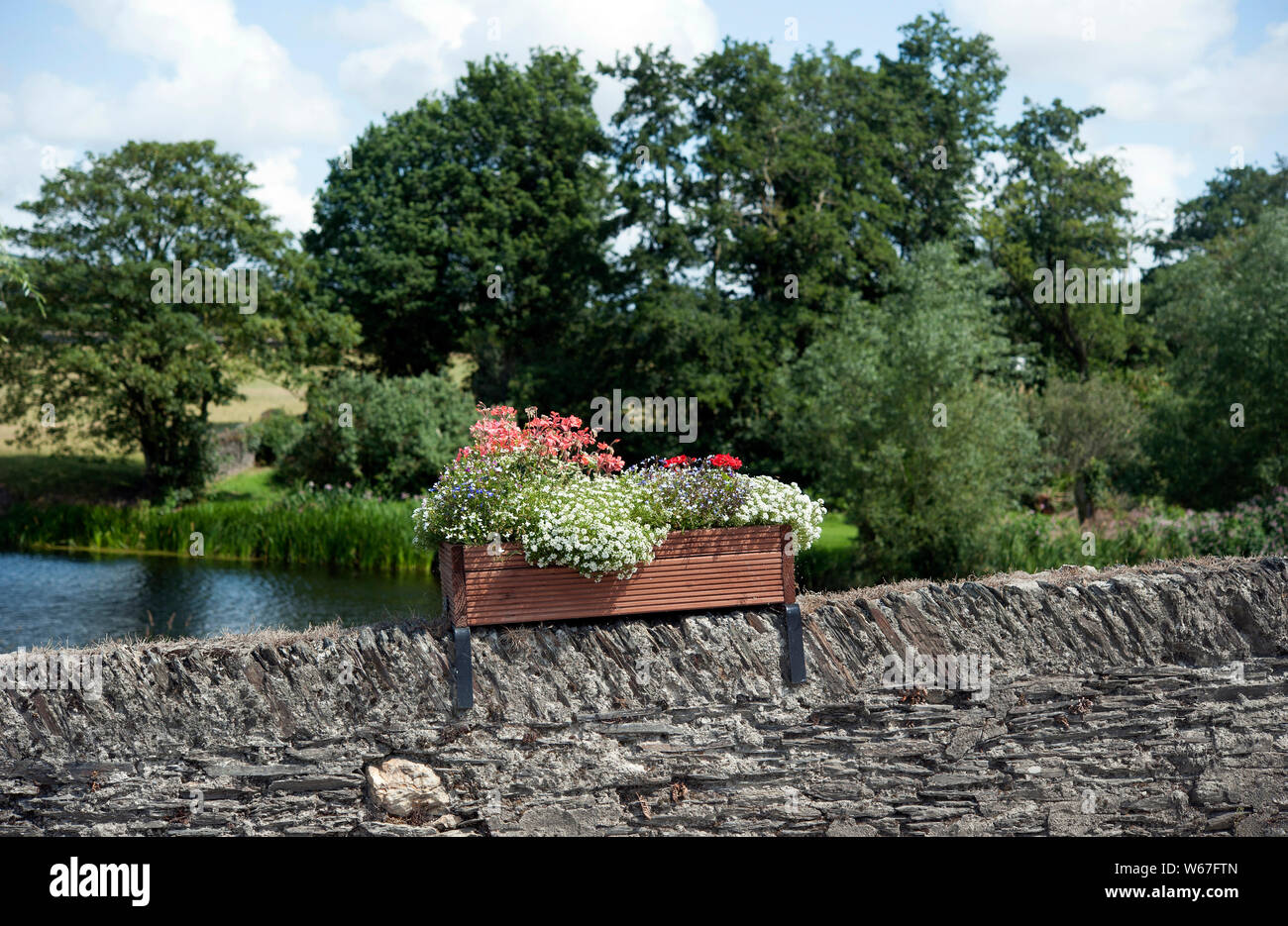 Flower boxes on Clohamon Bridge, Clohamon, County Wexford, Ireland ...