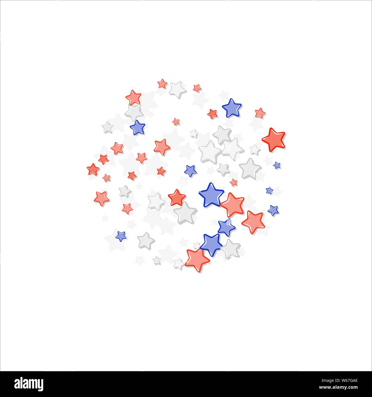 Round pattern of stars by hand in the US flag colors. American ...