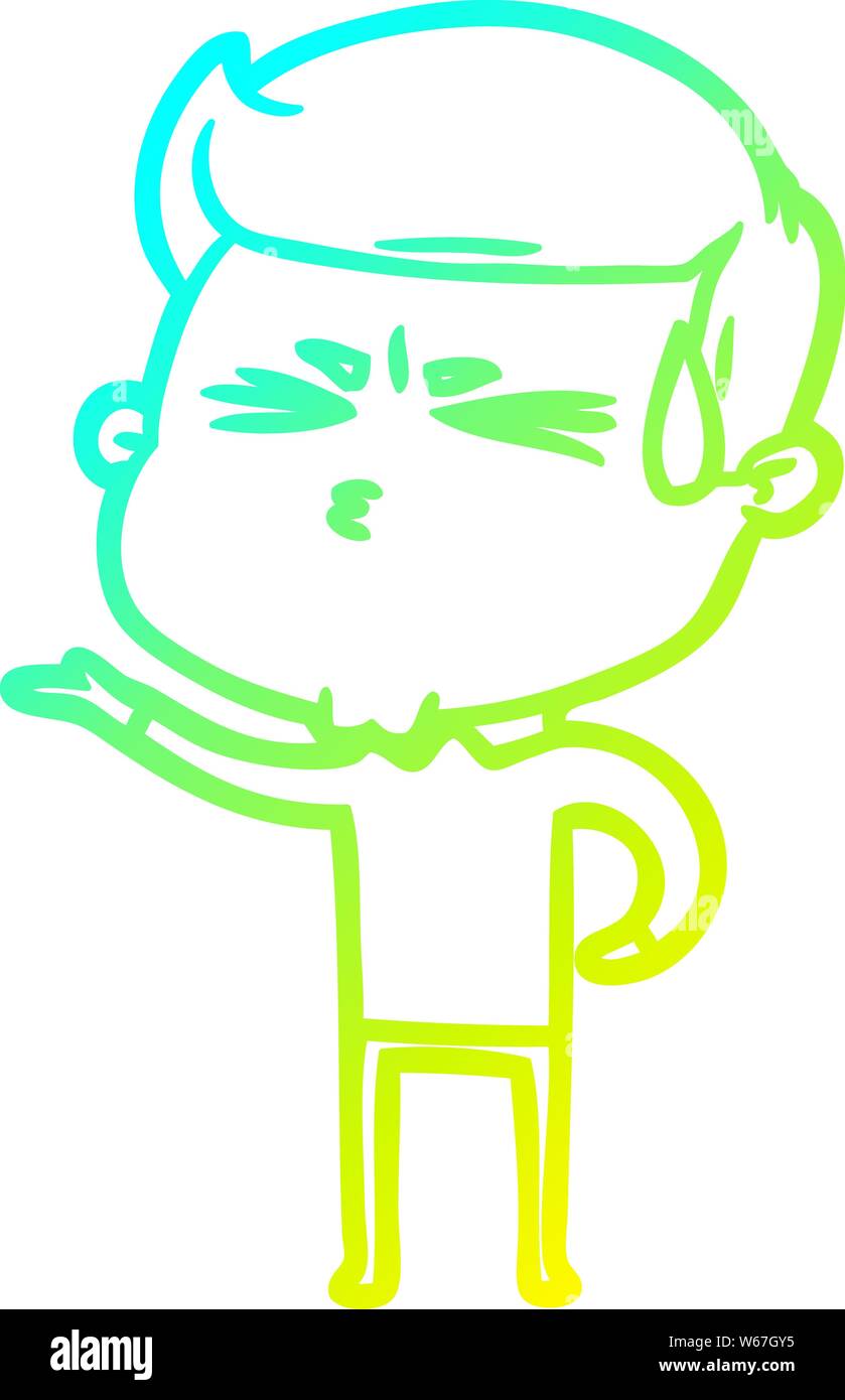 cold gradient line drawing of a cartoon man sweating Stock Vector Image ...