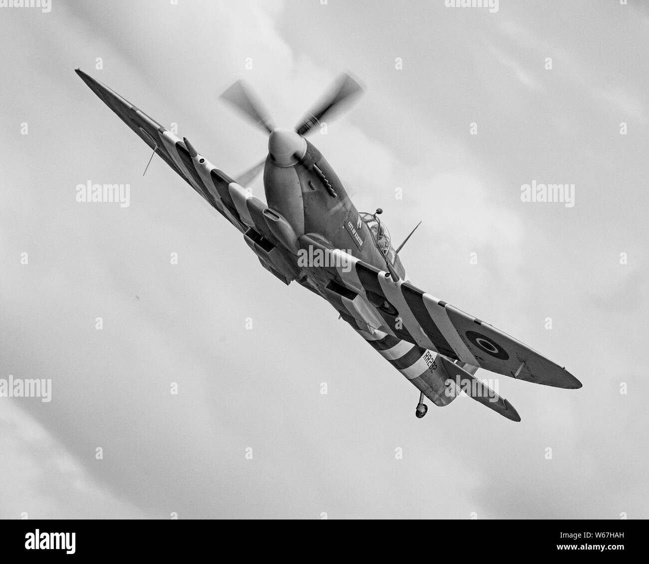 Steve Brooks flying the City of Exeter Spitfire. Image is the Spitfire ...