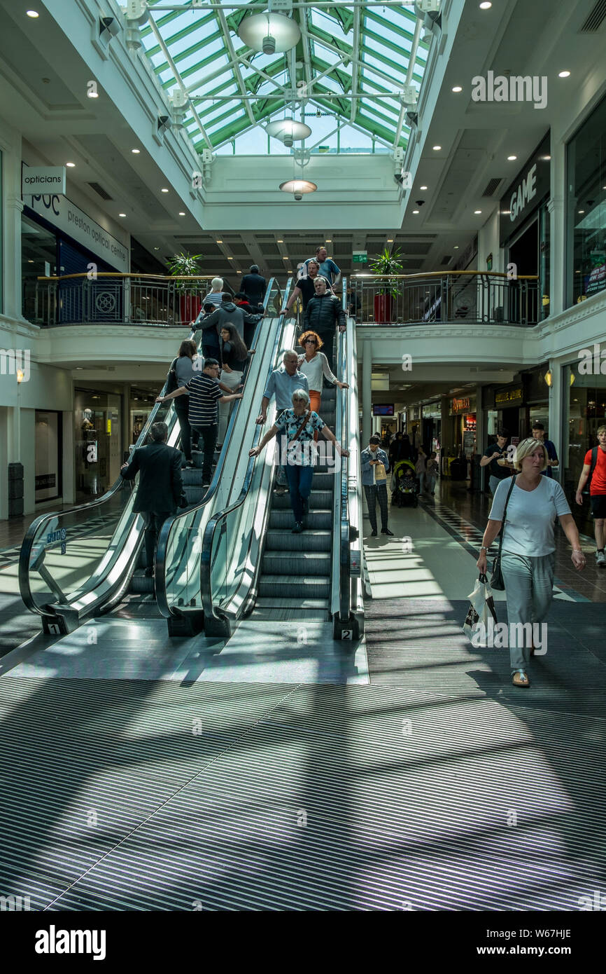Shopping Mall with escalator in main entrance Stock Photo - Alamy
