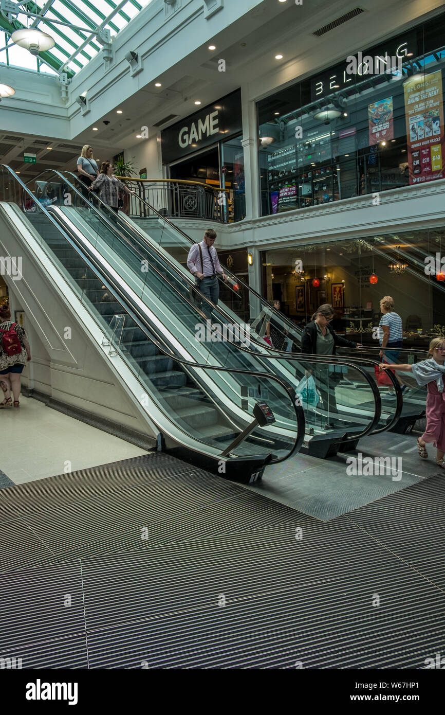 Shopping Mall with escalator in main entrance Stock Photo - Alamy