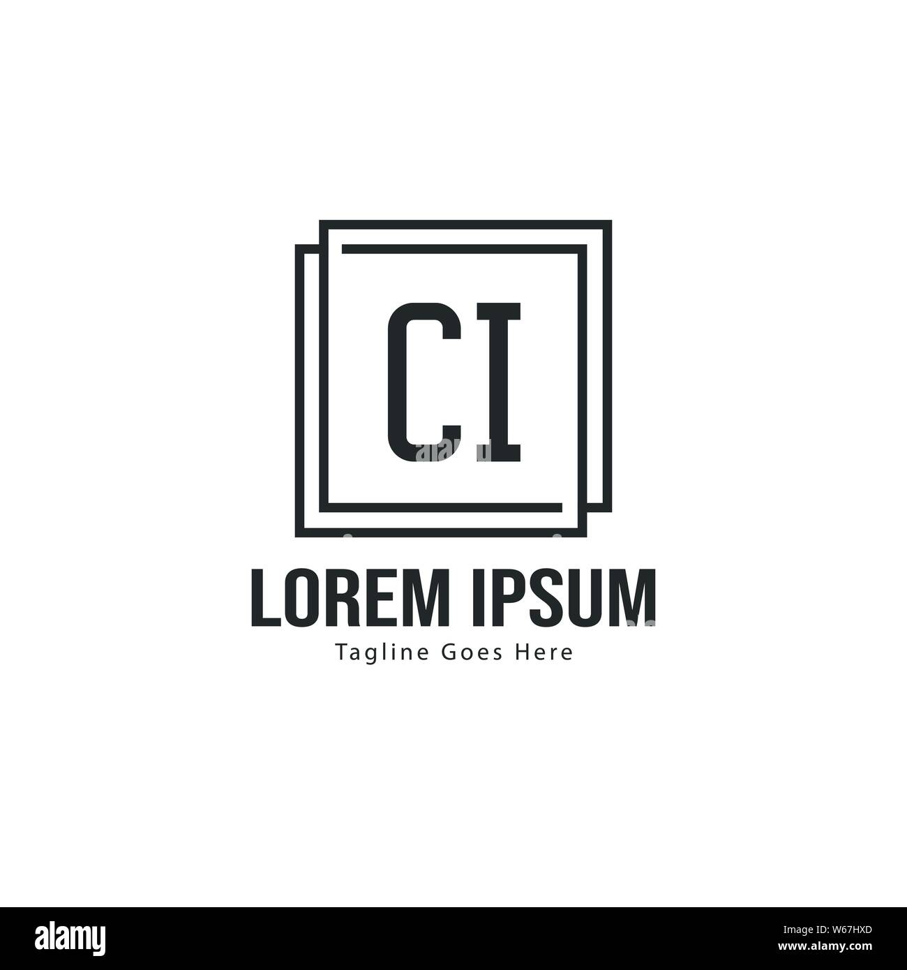 Initial CI logo template with modern frame. Minimalist CI letter logo ...