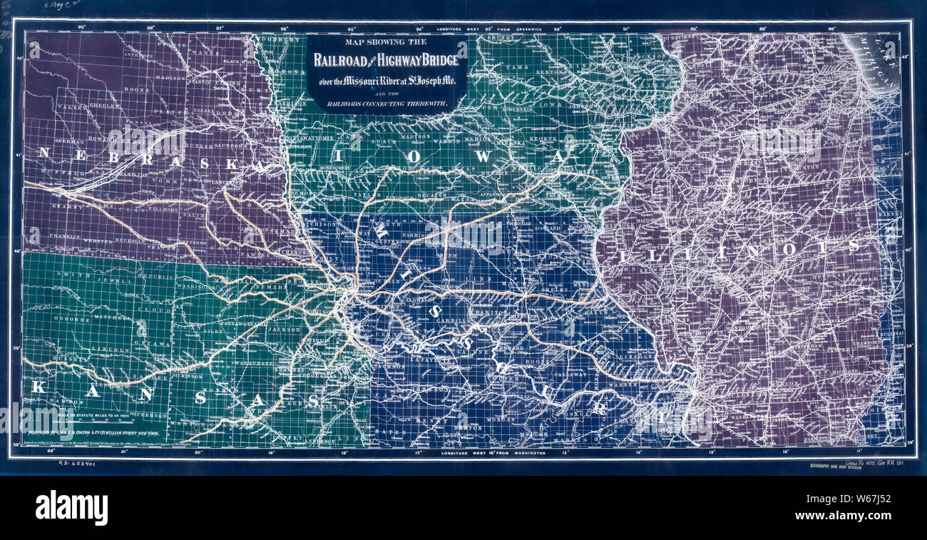 0067 Railroad Maps Map showing the railroad and highway bridge over the ...