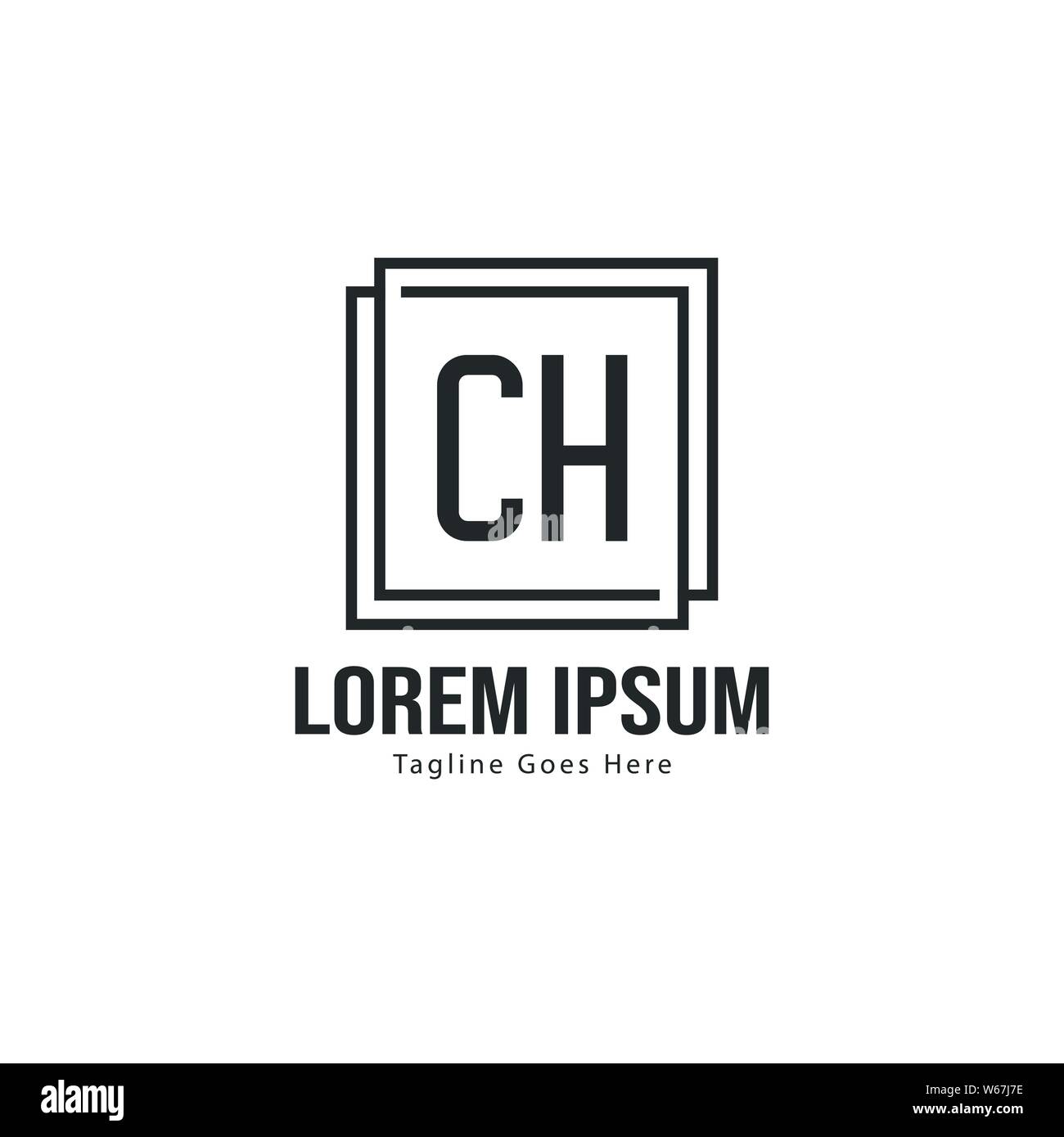 Initial CH logo template with modern frame. Minimalist CH letter logo ...