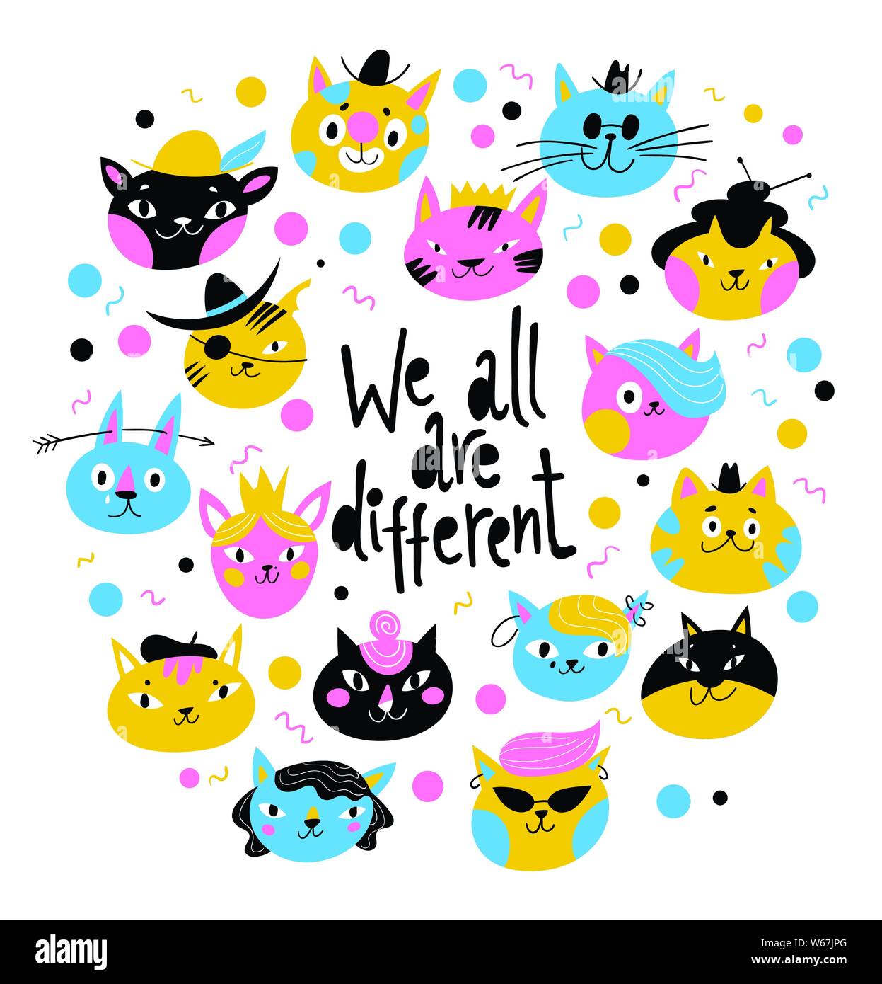Cute vector design with characters of cats and kittens with ...