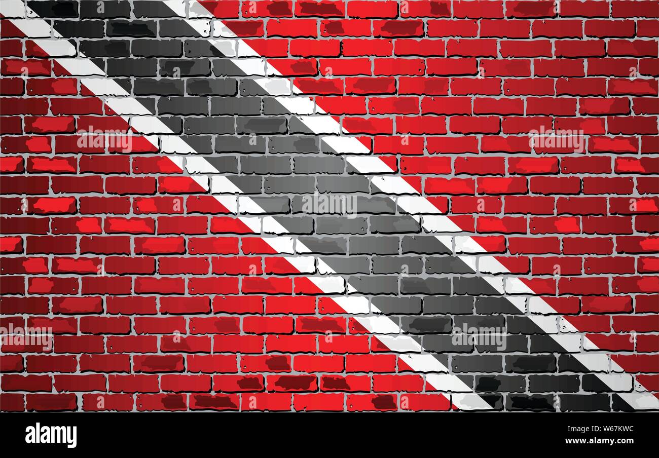 Shiny flag of Trinidad and Tobago on a brick wall - Illustration ...