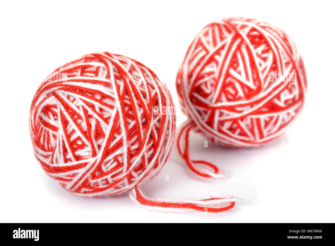 Christmas decoration with thread balls on white background Stock Photo ...