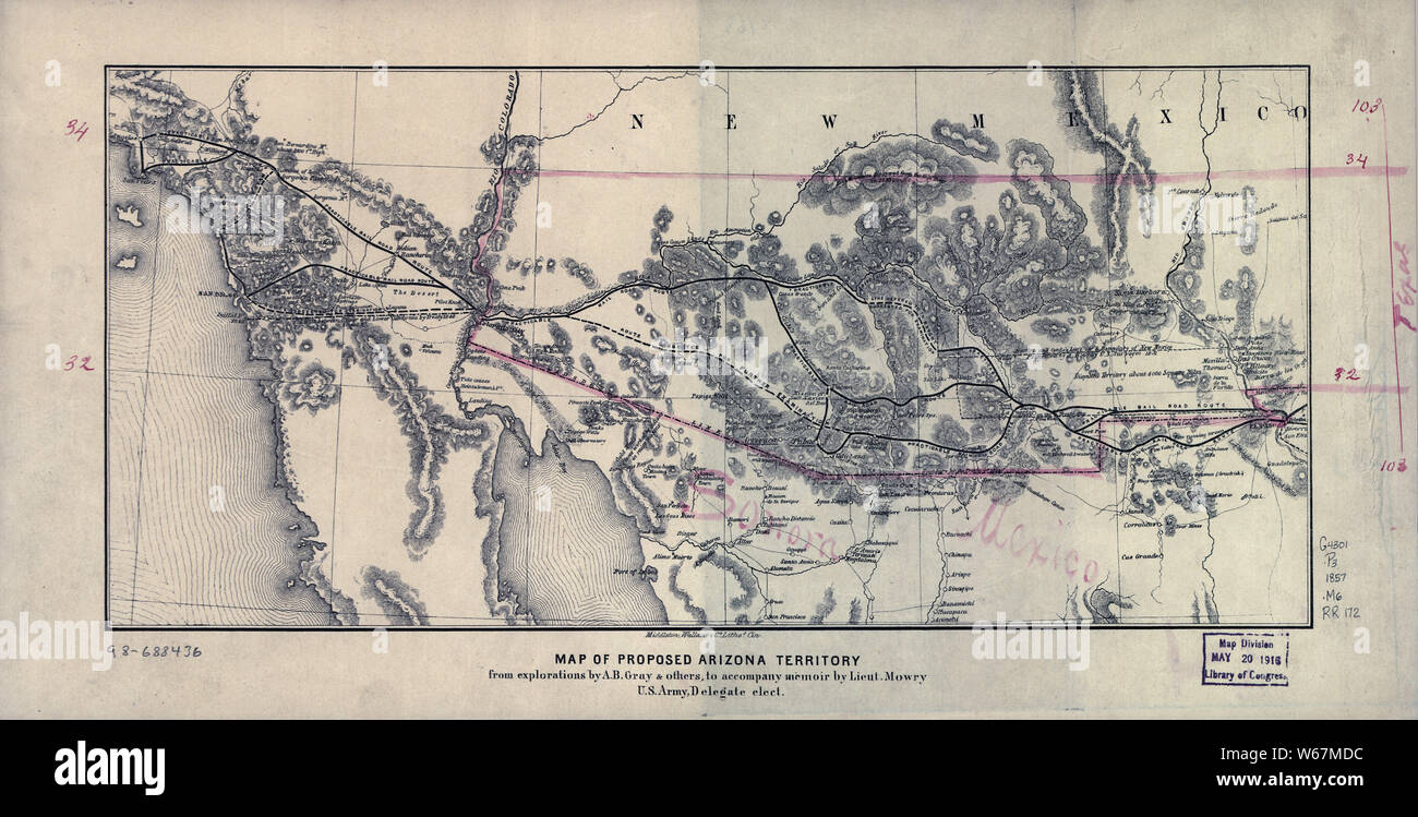 0081 Railroad Maps Map of proposed Arizona Territory Rebuild and Repair ...