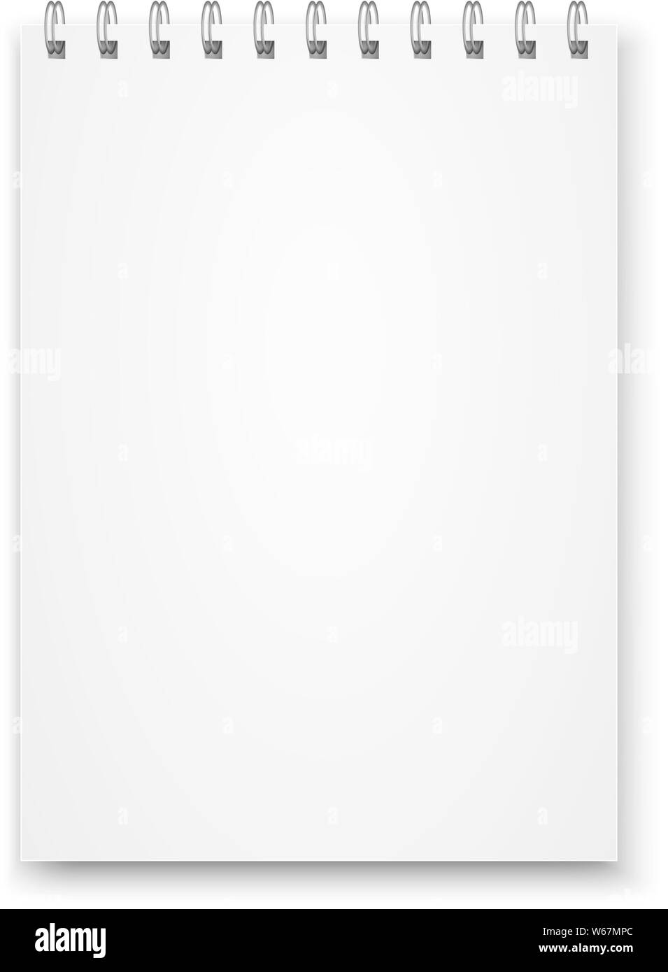 Mock Up Blank Notebook With Metal Spiral Template Isolated On White