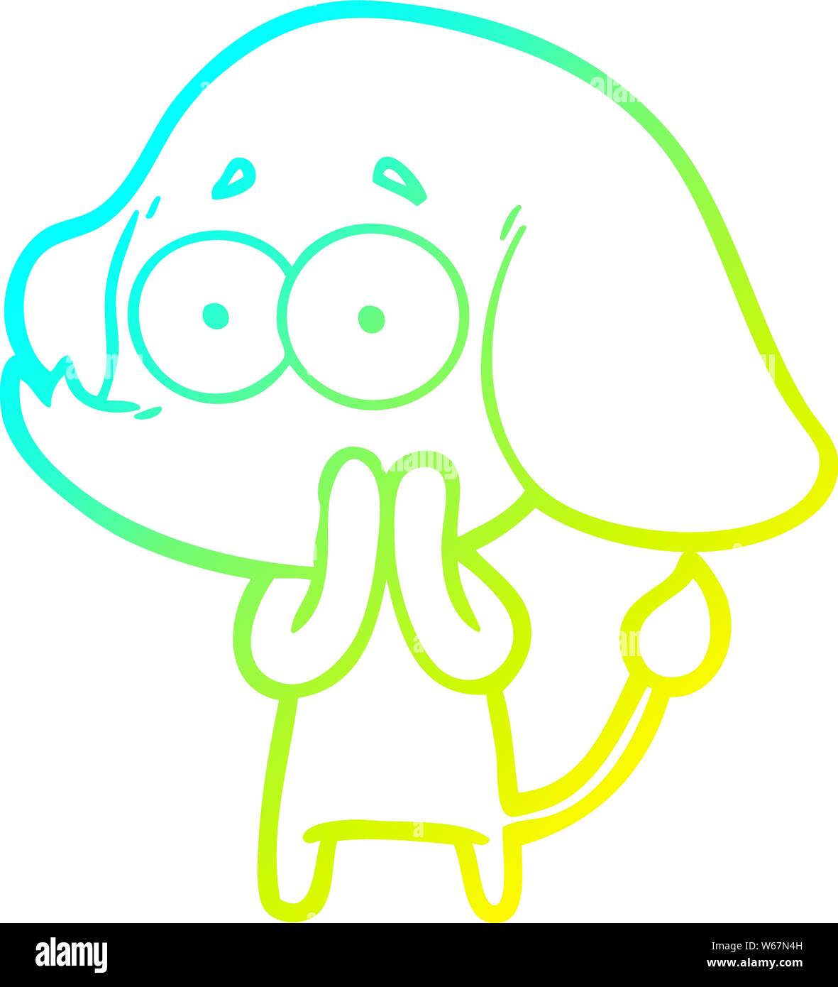 cold gradient line drawing of a cartoon unsure elephant Stock Vector ...