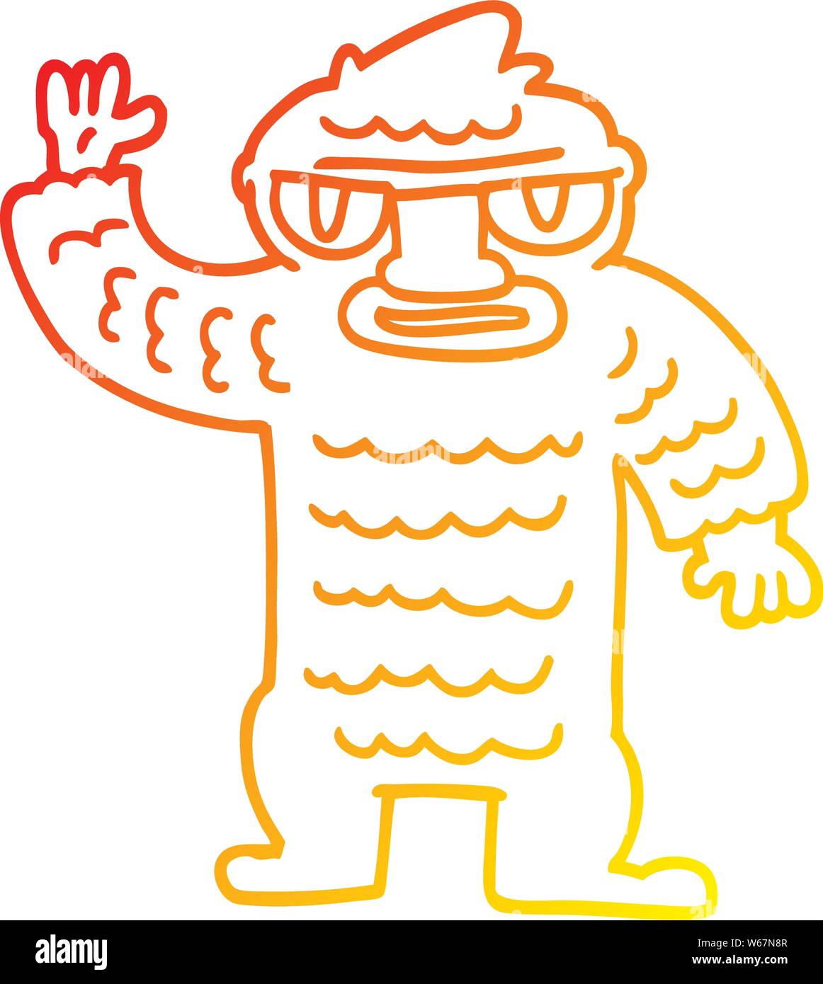 warm gradient line drawing of a cartoon big yeti Stock Vector Image ...