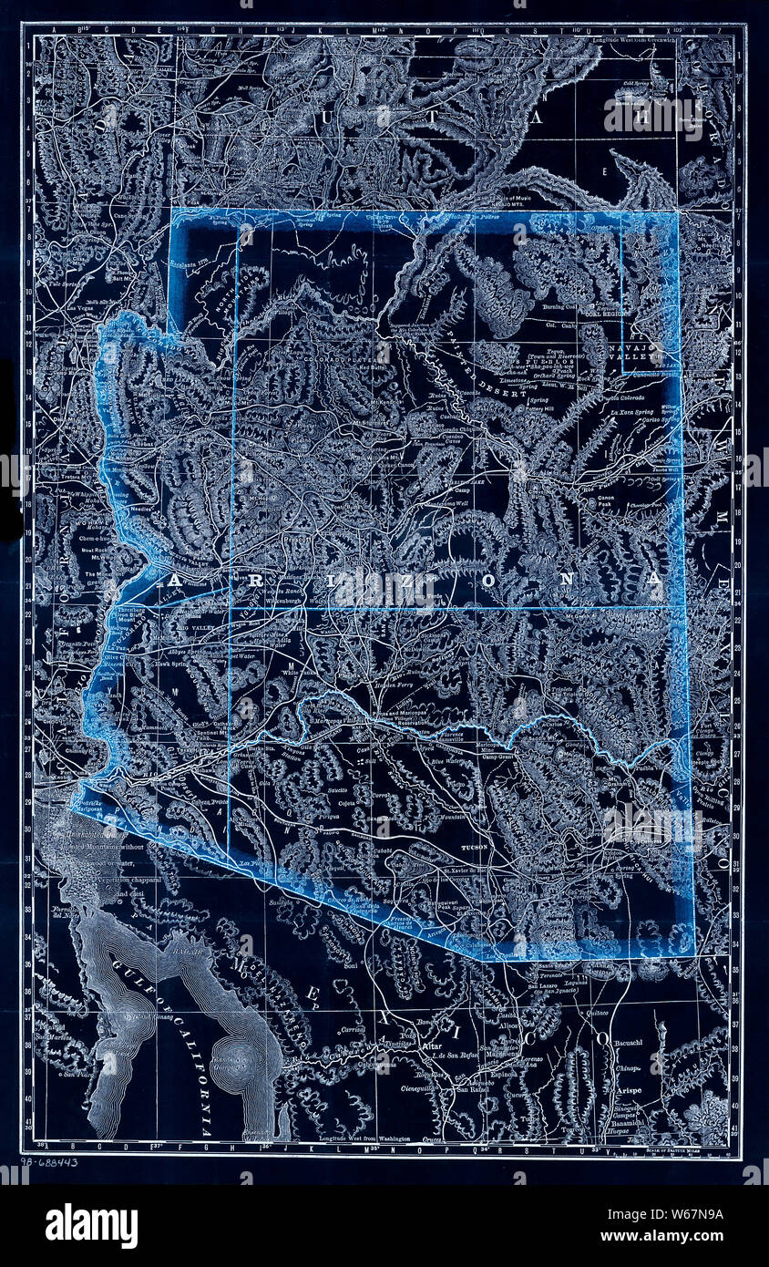 0088 Railroad Maps Indexed map of Arizona showing the stage lines ...
