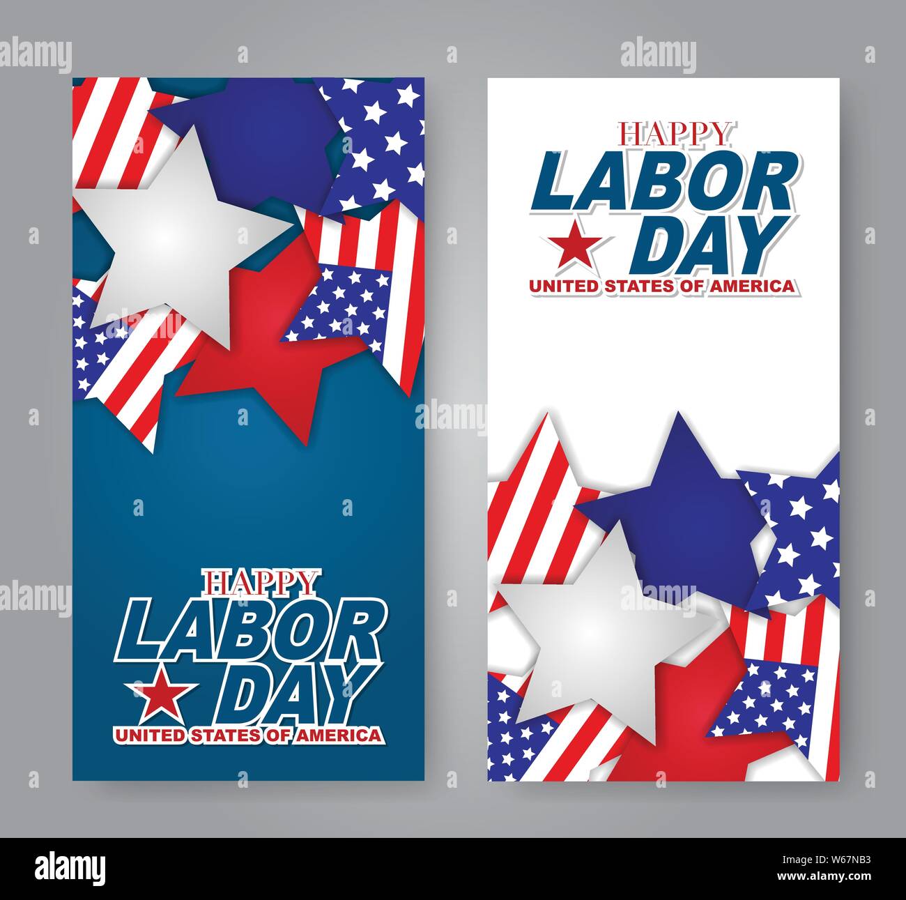Labor Day flyer or poster set. Vertical banners for advertisement. USA ...
