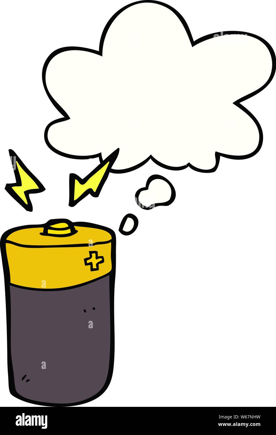 cartoon battery with thought bubble Stock Vector Image & Art - Alamy