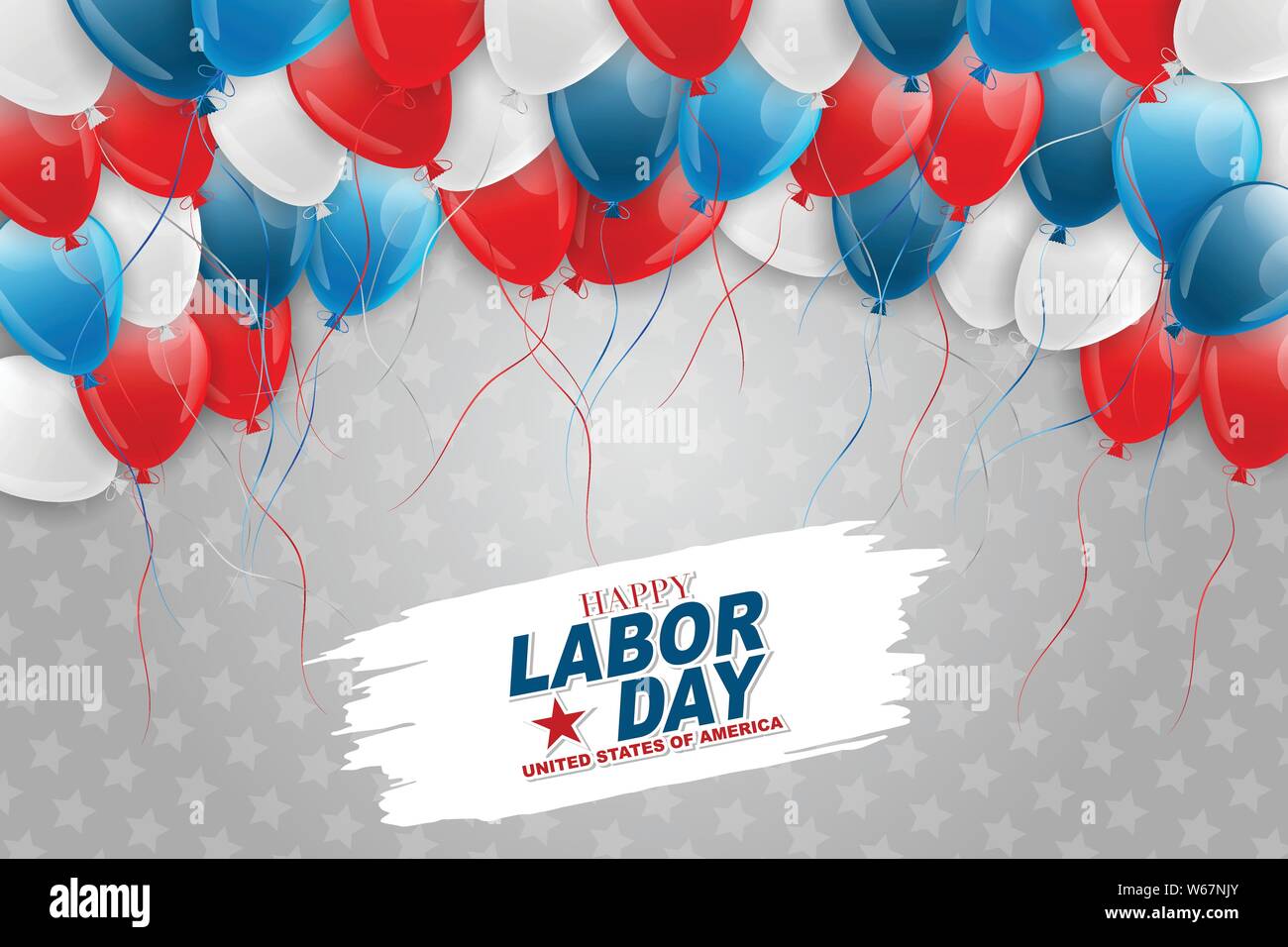 Happy Labor Day background with flying blue, red, and white balloons ...