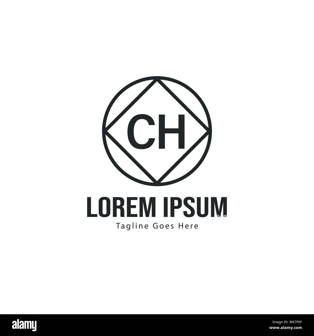 Initial CH logo template with modern frame. Minimalist CH letter logo ...