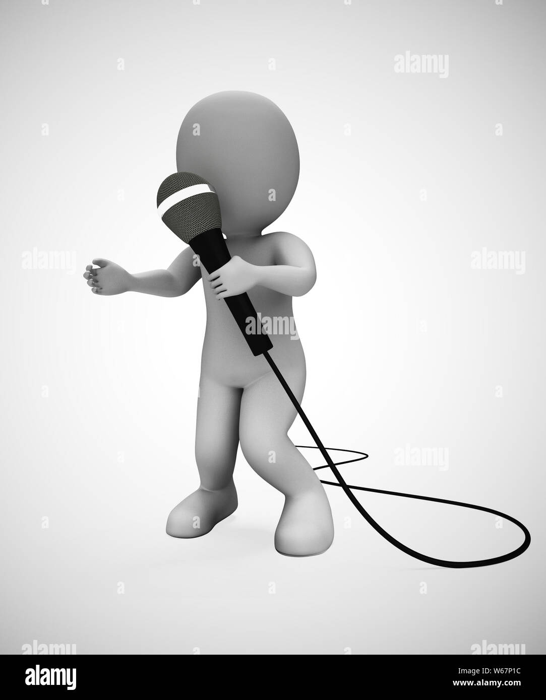 Singer singing songs with a microphone at a concert. The lead recording ...