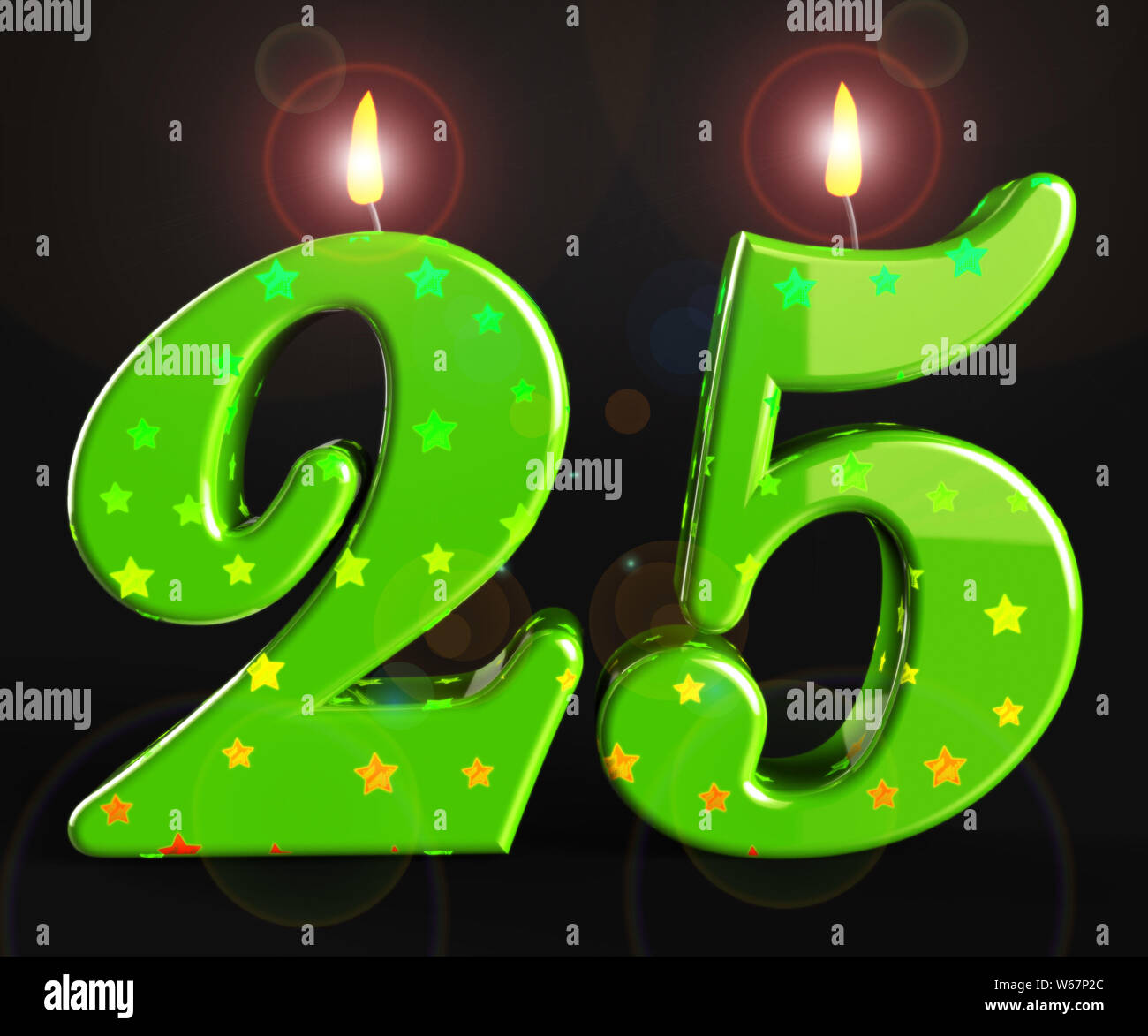 Twenty fifth birthday celebration candles shows a happy event ...