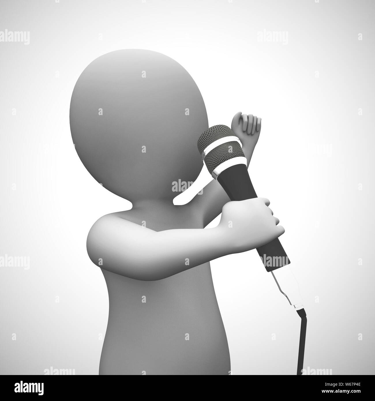 Singer singing songs with a microphone at a concert. The lead recording ...