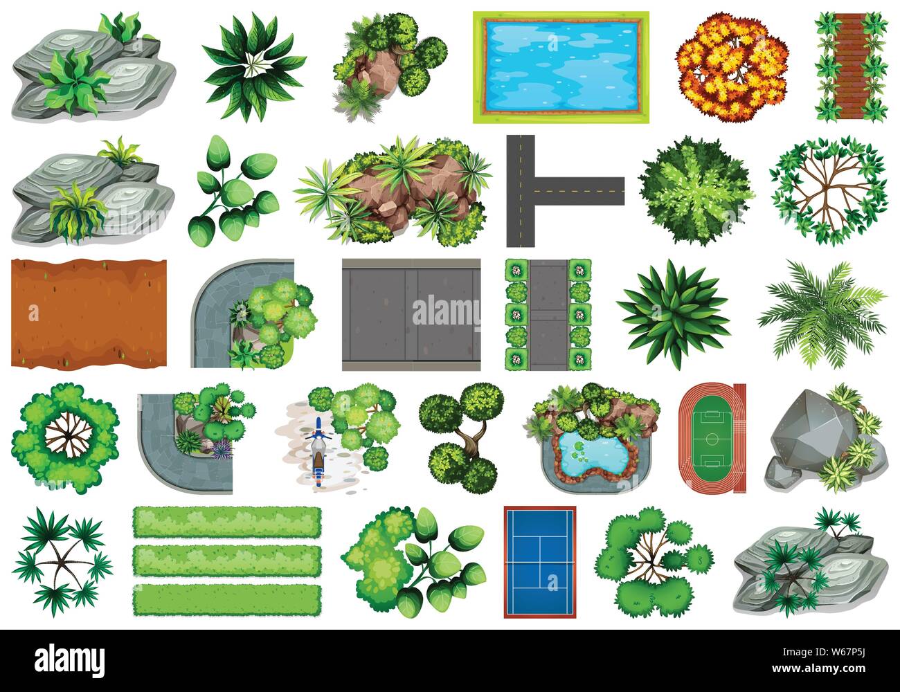 Collection of outdoor nature themed objects and plant elements ...